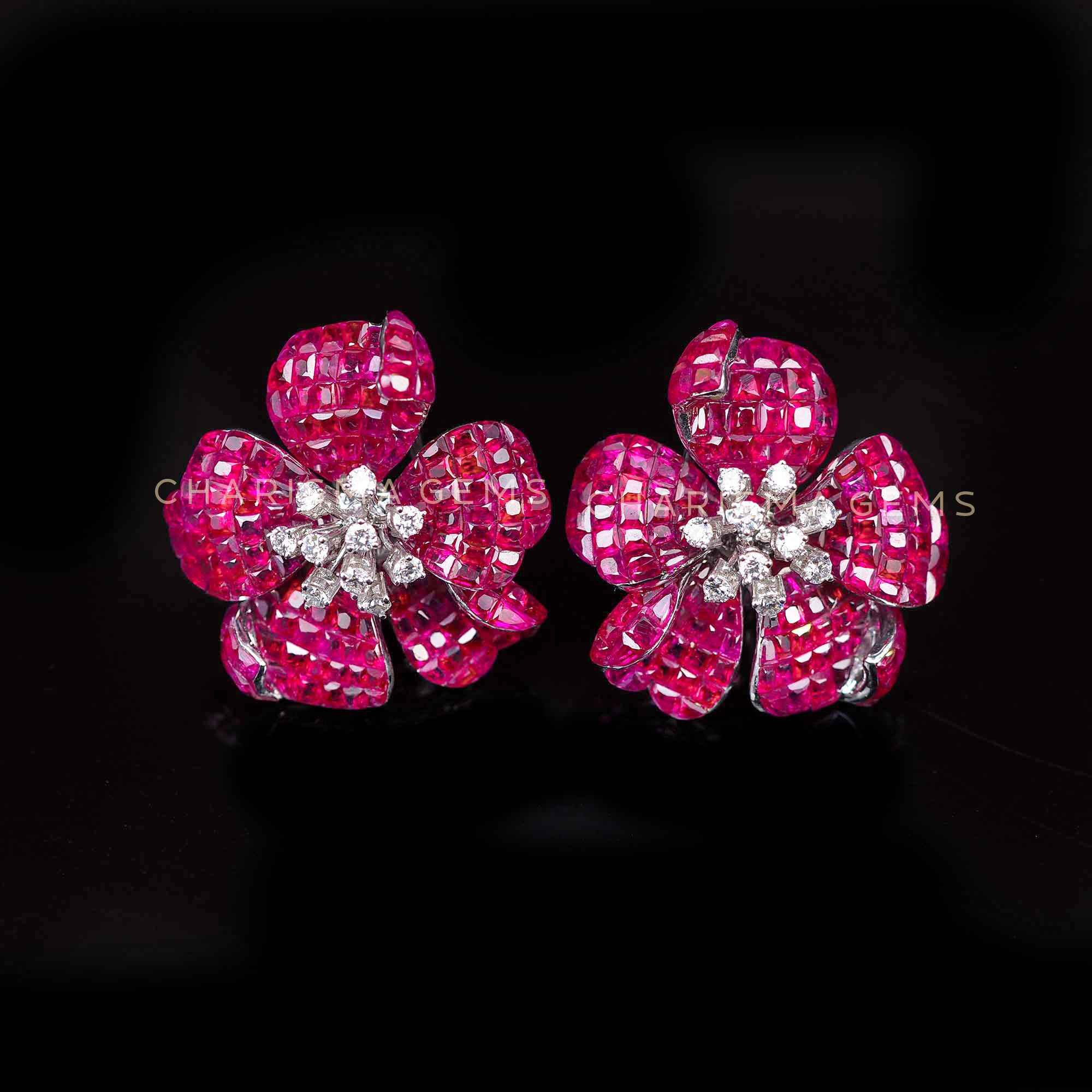 Sweetie Rose Earrings Ruby INE000326-2 | Charisma Gems
